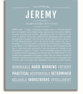 Jeremy Personalized Name Meaning Art Prints – Name Stories