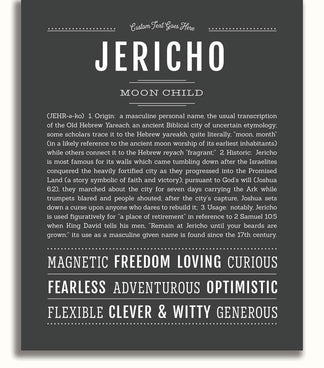 Jericho Personalized Name Meaning Art Prints – Name Stories