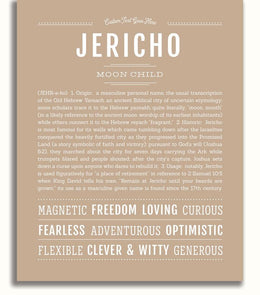 Jericho Personalized Name Meaning Art Prints – Name Stories