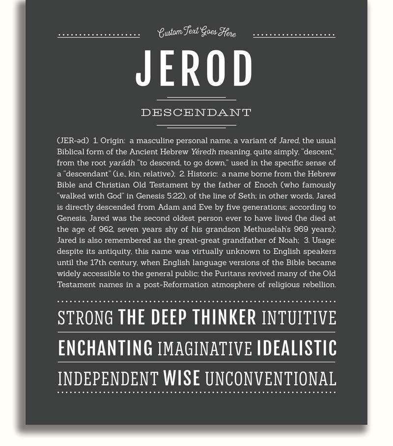 Jerod Personalized Name Meaning Art Prints – Name Stories