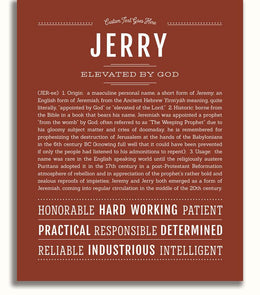 Jerry Personalized Name Meaning Art Prints – Name Stories