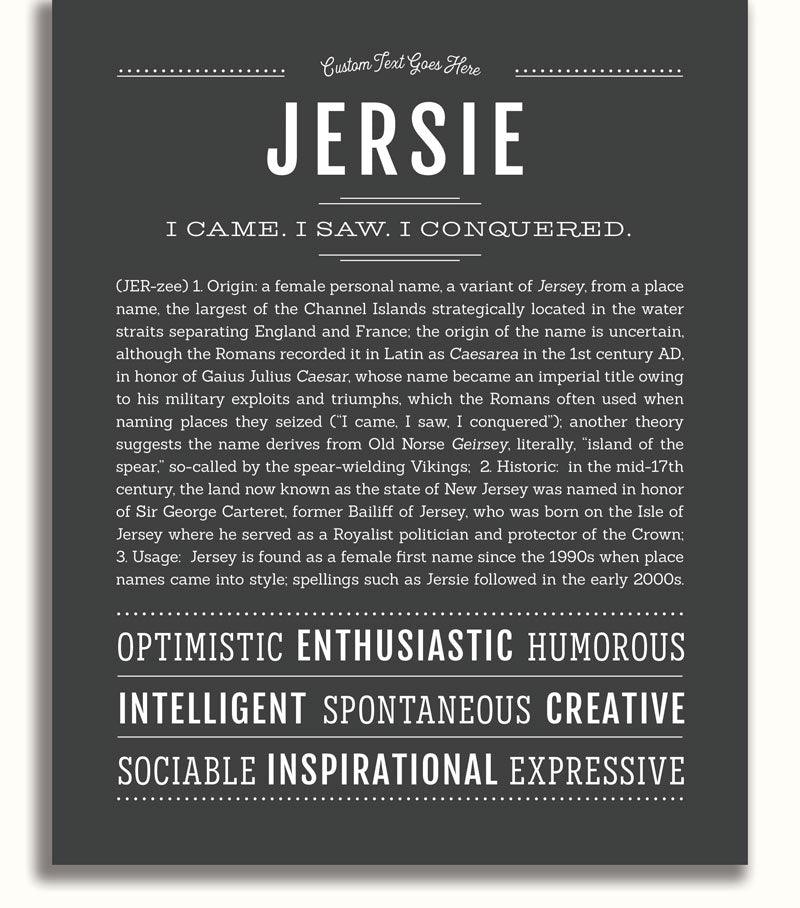Jersie Personalized Name Meaning Art Prints – Name Stories