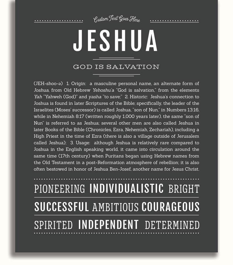 Jeshua Personalized Name Meaning Art Prints – Name Stories