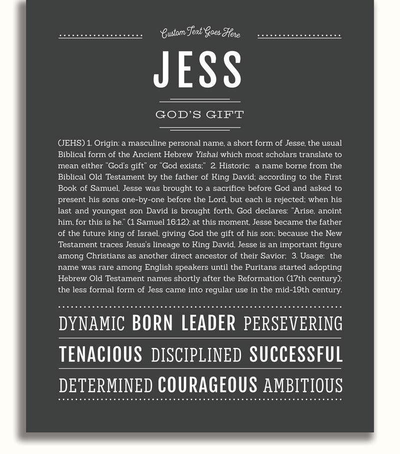 Jess Personalized Name Meaning Art Prints – Name Stories
