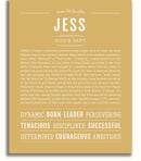 Jess Personalized Name Meaning Art Prints – Name Stories