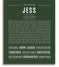 Jess Personalized Name Meaning Art Prints – Name Stories
