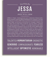 Jessa Personalized Name Meaning Art Prints – Name Stories