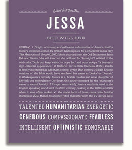 Jessa Personalized Name Meaning Art Prints – Name Stories