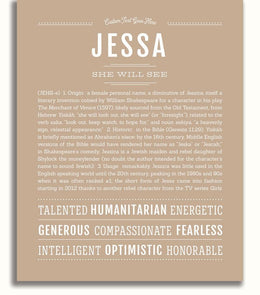 Jessa Personalized Name Meaning Art Prints – Name Stories