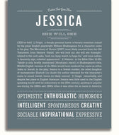 Jessica Personalized Name Meaning Art Prints – Name Stories