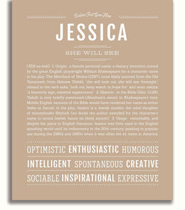 Jessica Personalized Name Meaning Art Prints – Name Stories