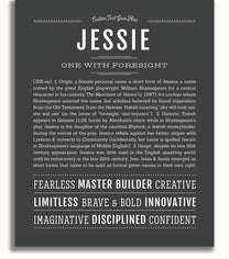 Jessie Personalized Name Meaning Art Prints – Name Stories