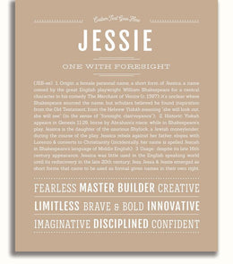 Jessie Personalized Name Meaning Art Prints – Name Stories