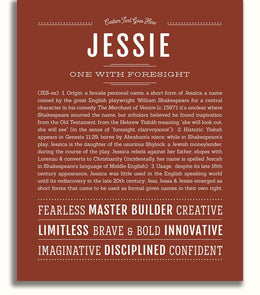 Jessie Personalized Name Meaning Art Prints – Name Stories