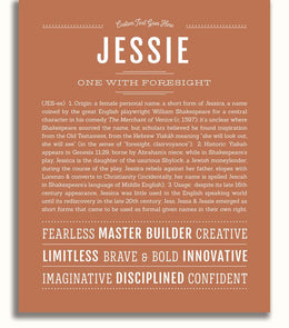 Jessie Personalized Name Meaning Art Prints – Name Stories