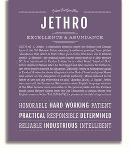 Jethro Personalized Name Meaning Art Prints – Name Stories