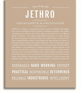 Jethro Personalized Name Meaning Art Prints – Name Stories