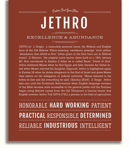 Jethro Personalized Name Meaning Art Prints – Name Stories