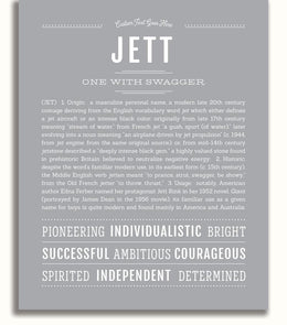 Jett Personalized Name Meaning Art Prints – Name Stories