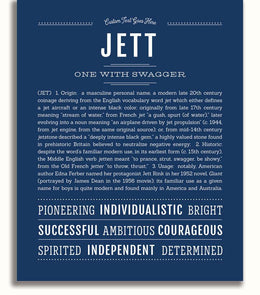 Jett Personalized Name Meaning Art Prints – Name Stories
