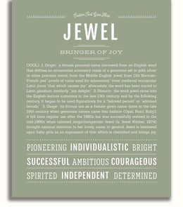Jewel Personalized Name Meaning Art Prints – Name Stories