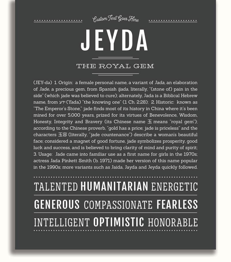 Jeyda Personalized Name Meaning Art Prints – Name Stories