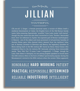 Jillian Personalized Name Meaning Art Prints – Name Stories
