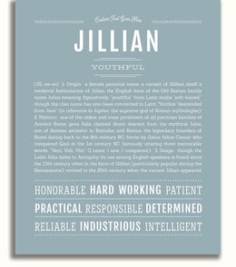 Jillian Personalized Name Meaning Art Prints – Name Stories