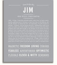 Jim Personalized Name Meaning Art Prints – Name Stories