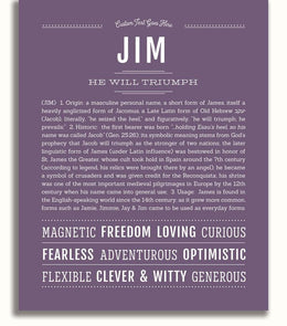 Jim Personalized Name Meaning Art Prints – Name Stories