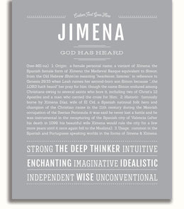 Jimena Personalized Name Meaning Art Prints – Name Stories