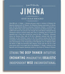 Jimena Personalized Name Meaning Art Prints – Name Stories