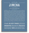 Jimena Personalized Name Meaning Art Prints – Name Stories