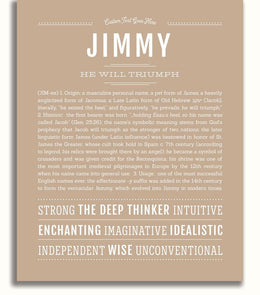 Jimmy Personalized Name Meaning Art Prints – Name Stories