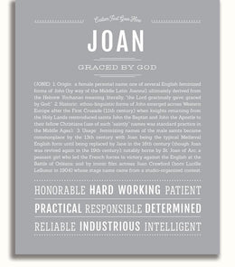Joan Personalized Name Meaning Art Prints – Name Stories