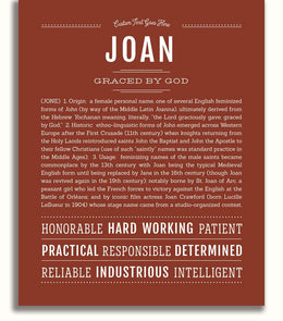 Joan Personalized Name Meaning Art Prints – Name Stories