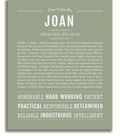 Joan Personalized Name Meaning Art Prints – Name Stories