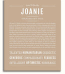 Joanie Personalized Name Meaning Art Prints – Name Stories