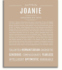 Joanie Personalized Name Meaning Art Prints – Name Stories