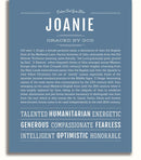 Joanie Personalized Name Meaning Art Prints – Name Stories