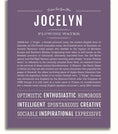 Jocelyn Personalized Name Meaning Art Prints – Name Stories