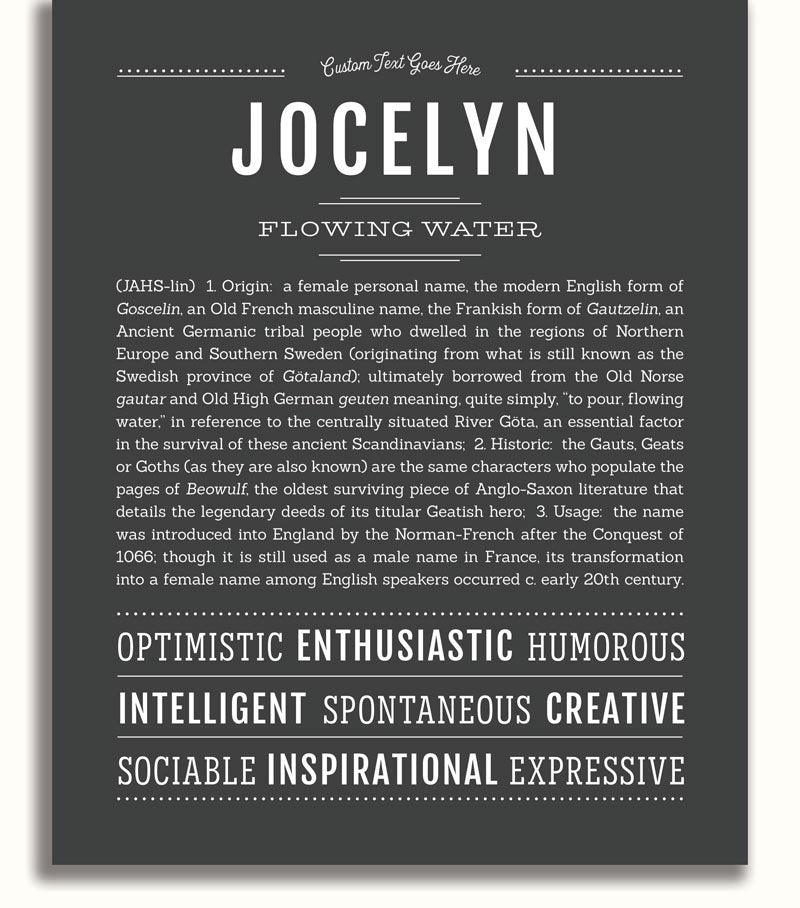 Jocelyn Personalized Name Meaning Art Prints – Name Stories