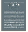 Jocelyn Personalized Name Meaning Art Prints – Name Stories