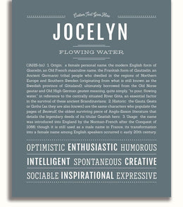 Jocelyn Personalized Name Meaning Art Prints – Name Stories