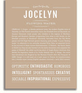 Jocelyn Personalized Name Meaning Art Prints – Name Stories