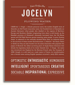 Jocelyn Personalized Name Meaning Art Prints – Name Stories