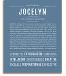 Jocelyn Personalized Name Meaning Art Prints – Name Stories