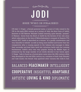 Jodi Personalized Name Meaning Art Prints – Name Stories