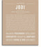Jodi Personalized Name Meaning Art Prints – Name Stories