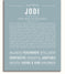 Jodi Personalized Name Meaning Art Prints – Name Stories